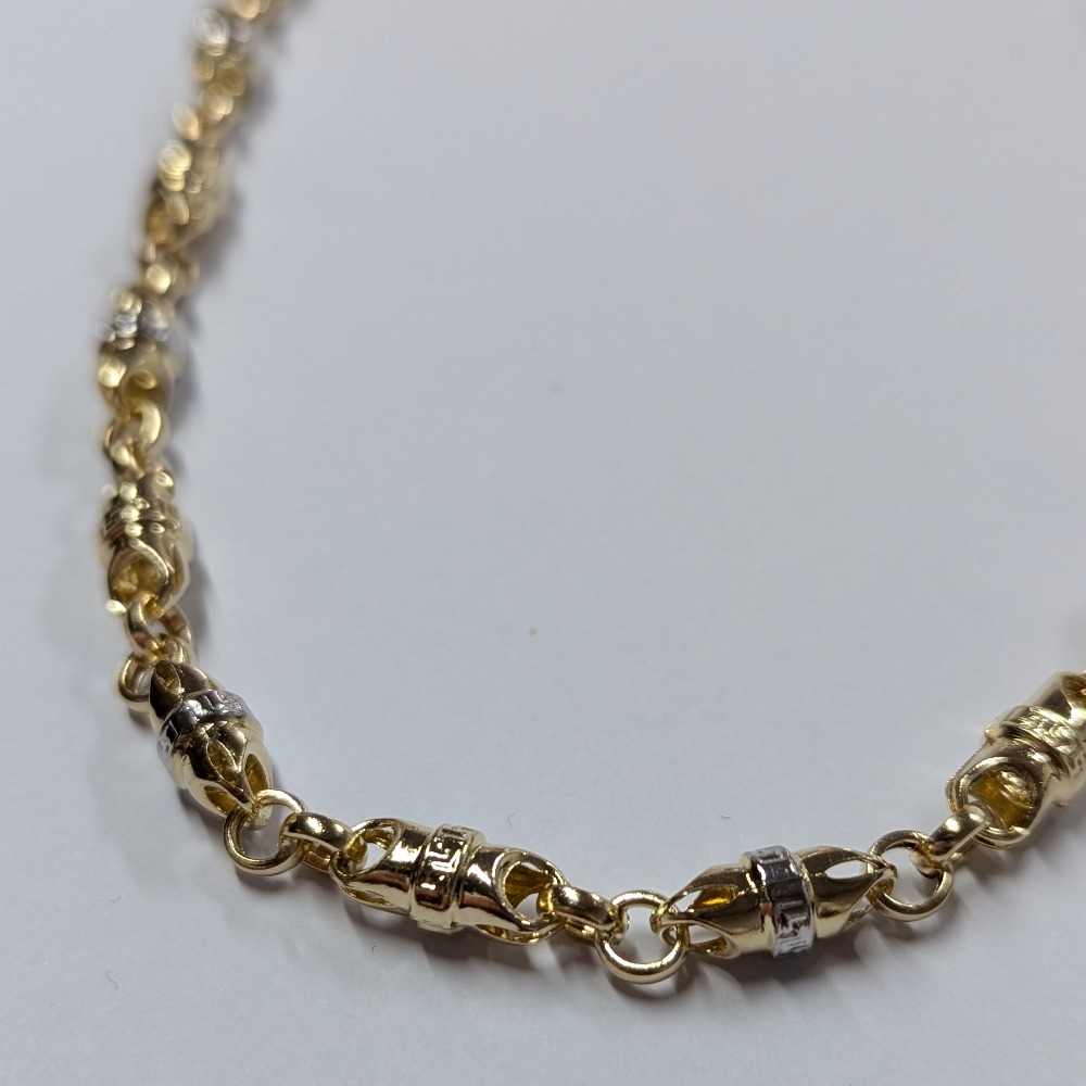 14ct Yellow Gold with White Gold Finished Acorn Chain 22" - Own4Less